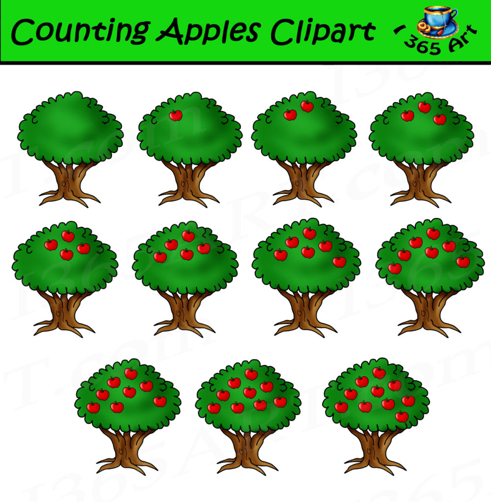 Counting Clipart Apples Set for Commercial-Use - Clipart 4 School