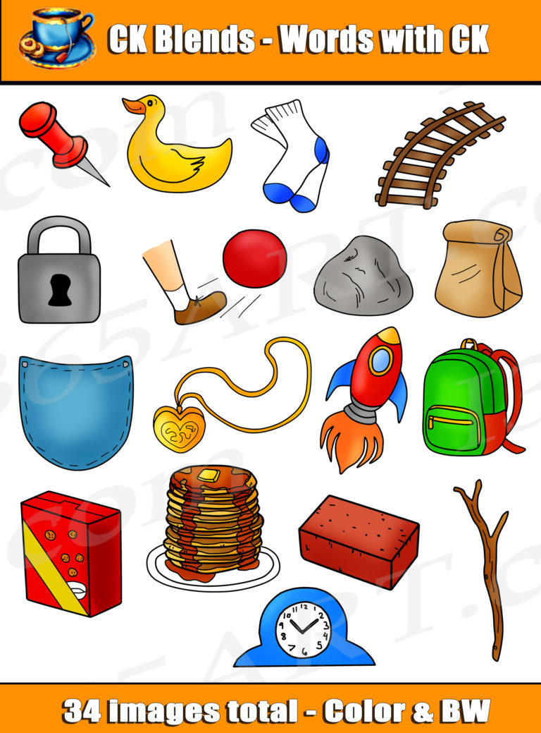 Digraph Clipart: CK Word Blends For Commercial Use - Clipart 4 School