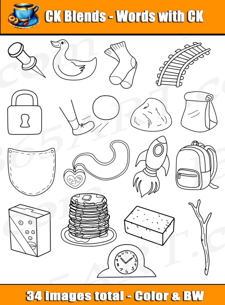 Digraph Clipart: CK Word Blends For Commercial Use - Clipart 4 School