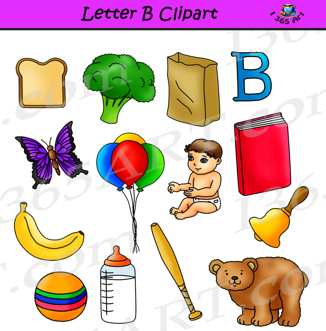 Letter B clipart objects – Learning The Alphabets – Commercial Clipart