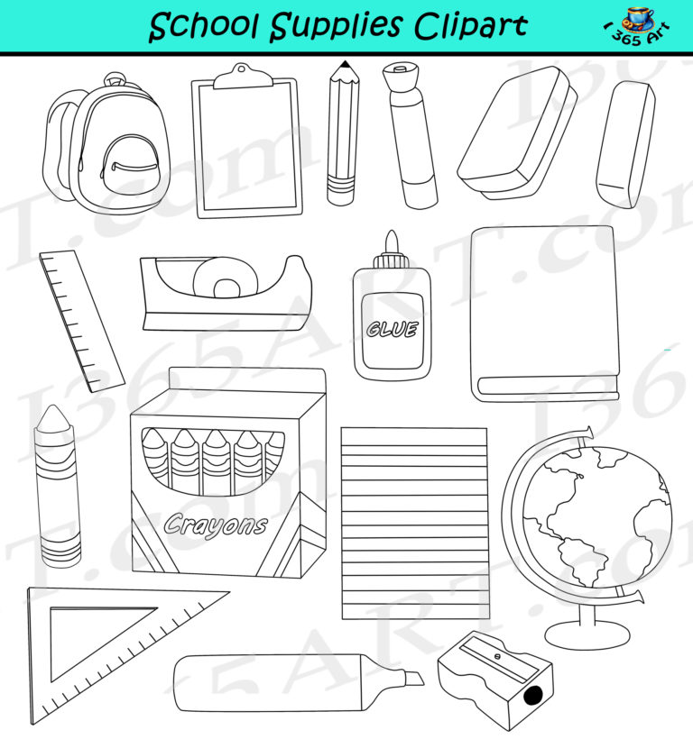School Supplies Clipart - Back To School - Commercial Graphics