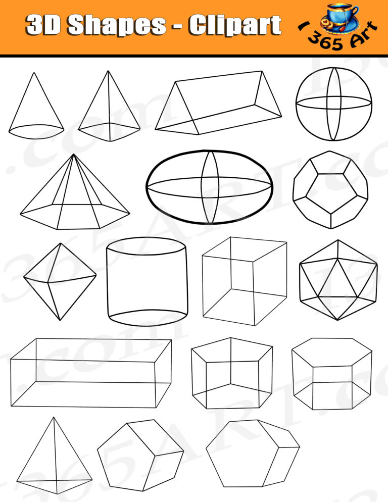 Shapes Clipart, Isometric 3D Shapes Digital Graphics - Clipart 4 School
