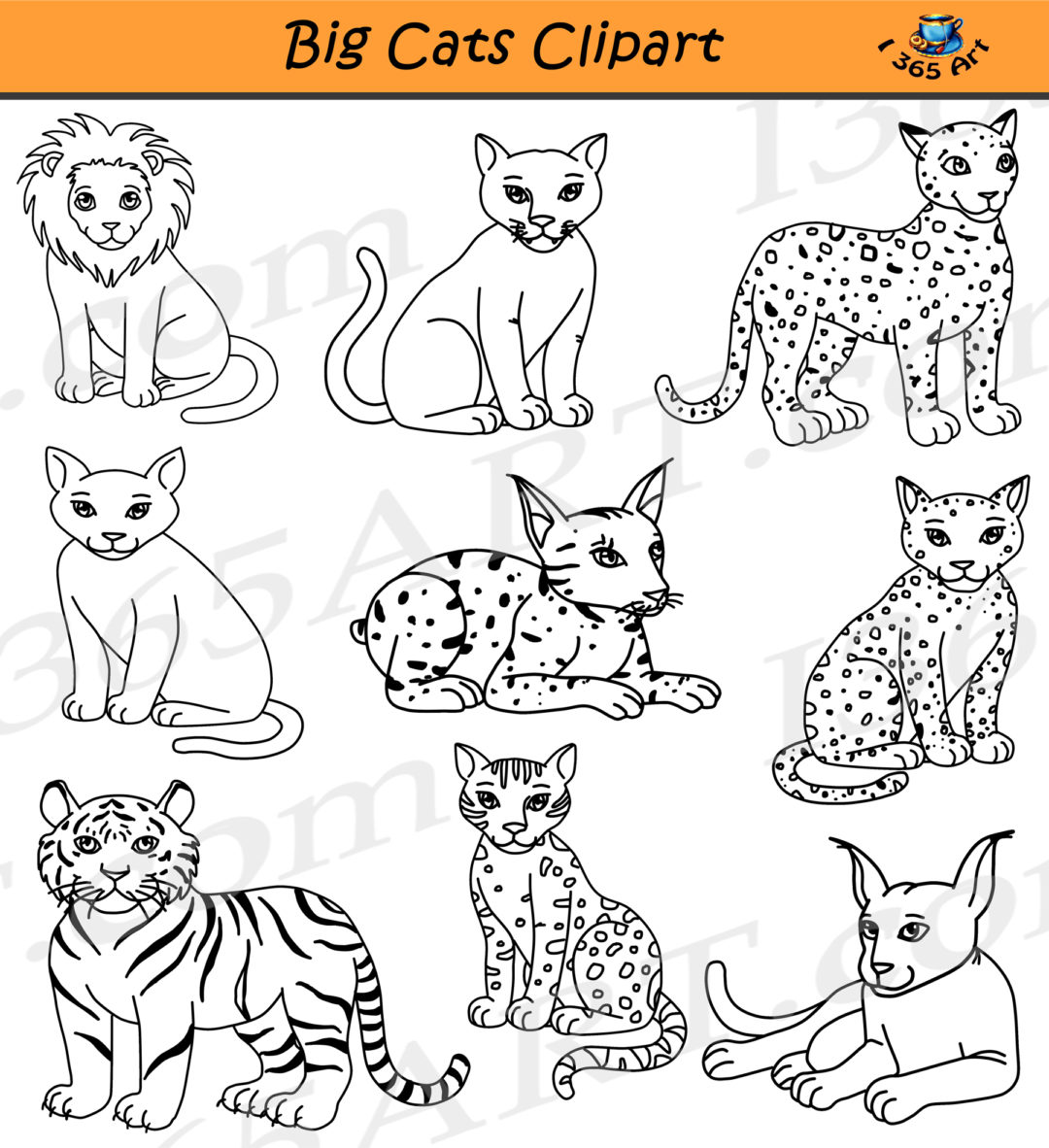 Big Cats Clipart - Feline Clipart Graphics - Clipart 4 School