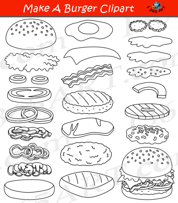 Build a Burger Clipart Hamburger Maker Bundle - Clipart 4 School