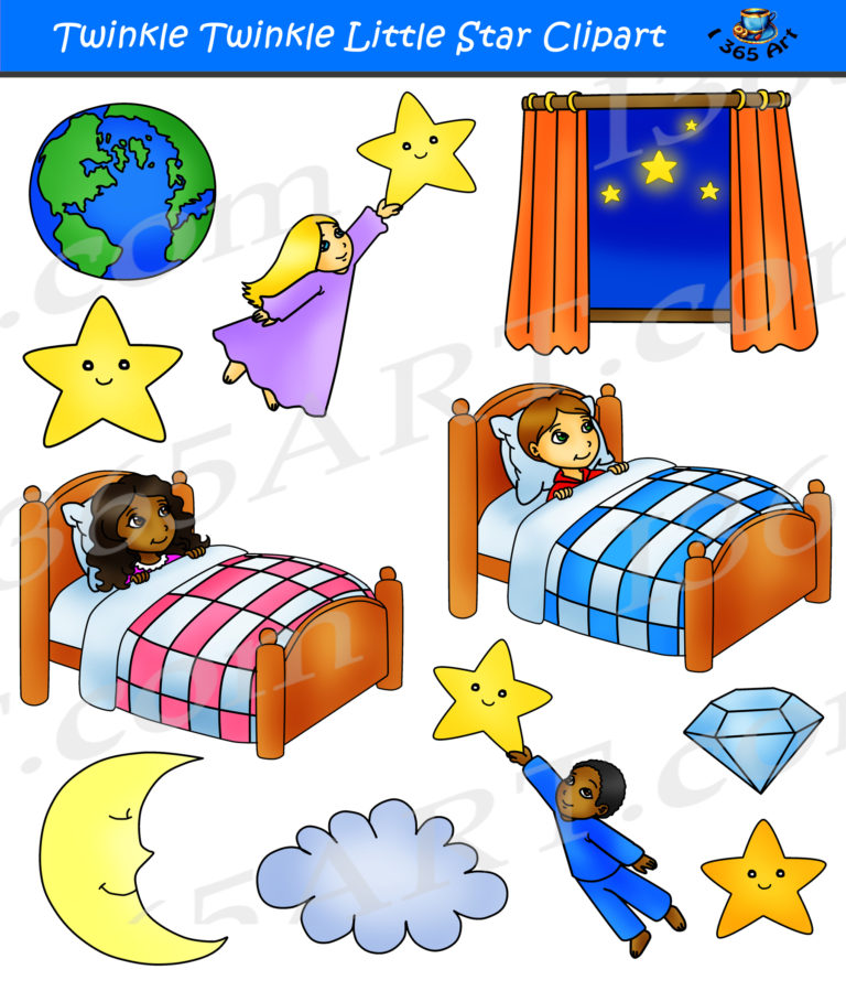 Twinkle Twinkle Little Star Clipart Set - Nursery Rhymes - Clipart 4 School