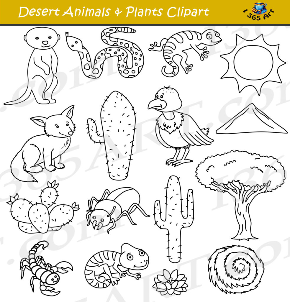 Desert Clipart - Desert Animals and Terrain Clip Art - School Clipart