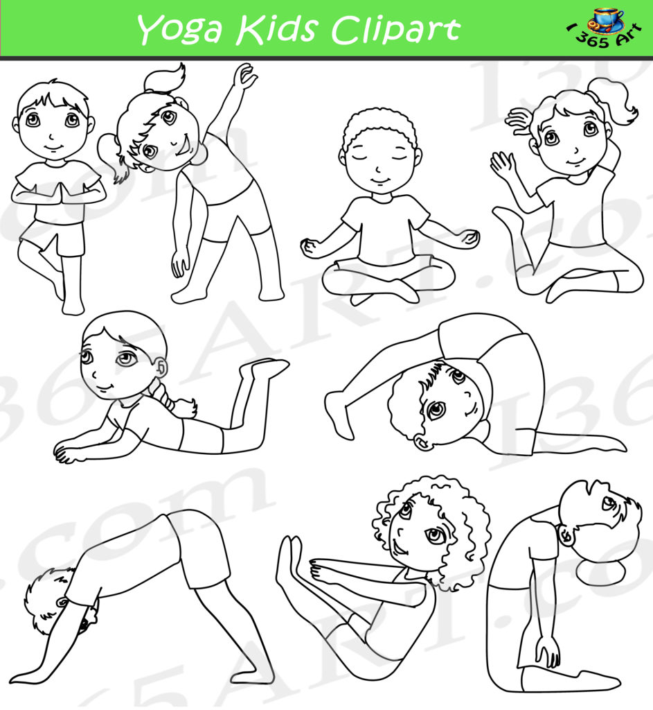 Kids Yoga Clipart Activity Set - Clipart 4 School Commercial