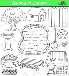 Spring Backyard Clipart Bundle, Build A Backyard Clip Art - School Clipart