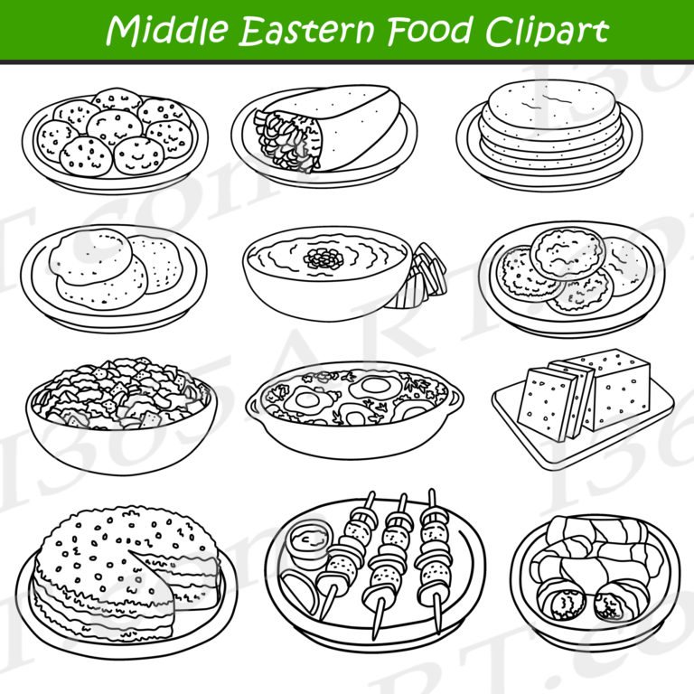Middle Eastern Food Clipart - Arabic Food Clip Art Graphics Commercial