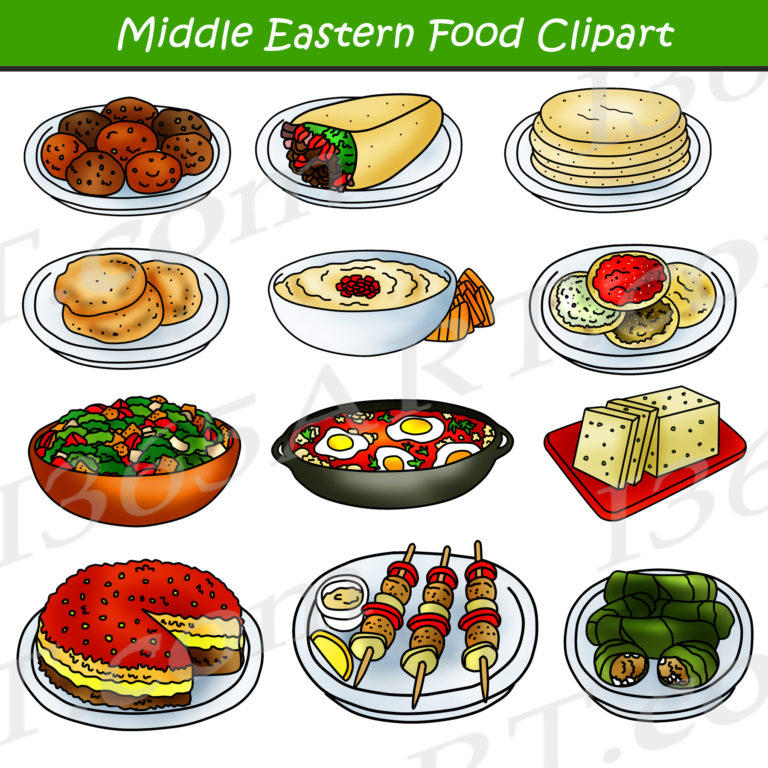 Middle Eastern Food Clipart - Arabic Food Clip Art Graphics Commercial