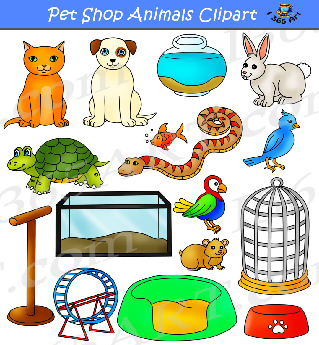 Pet Shop Animals Clipart Commercial Set - Clipart 4 School