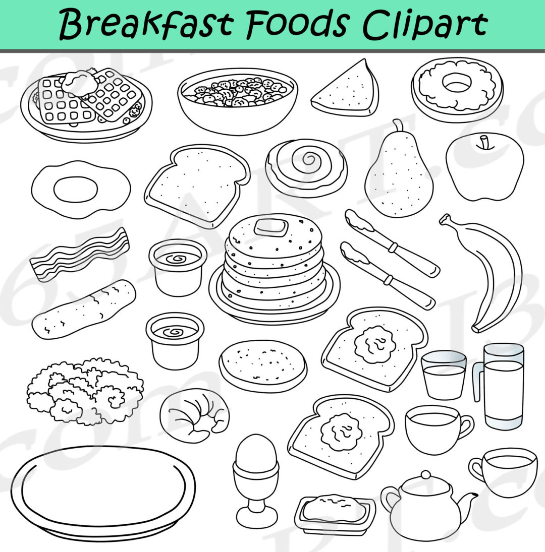 Breakfast Foods Clipart Bundle - Breakfast Clipart Graphics - Clipart 4 ...
