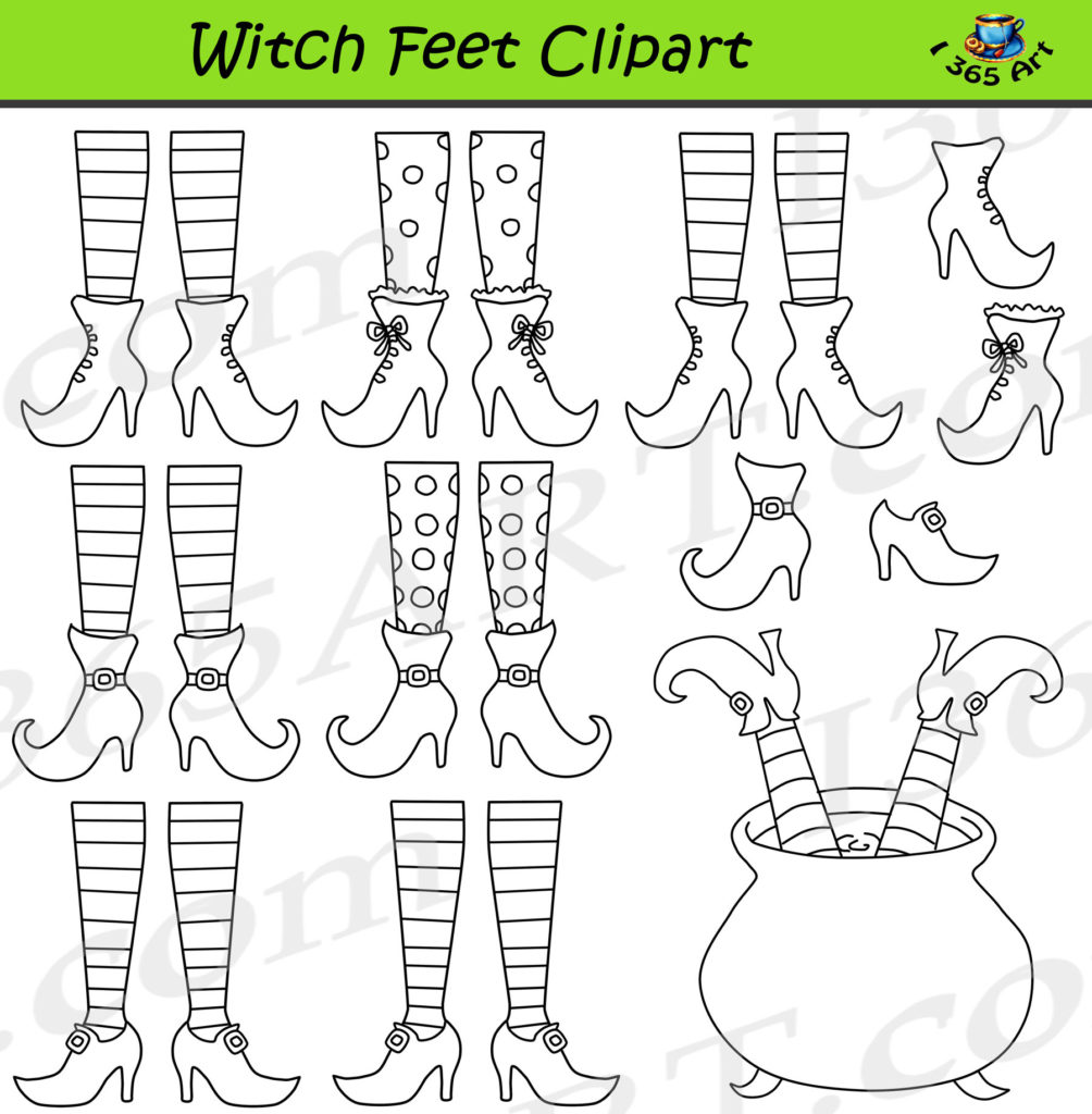 Witch Feet Clipart Set - Halloween Witch Legs Clip Art - Clipart 4 School