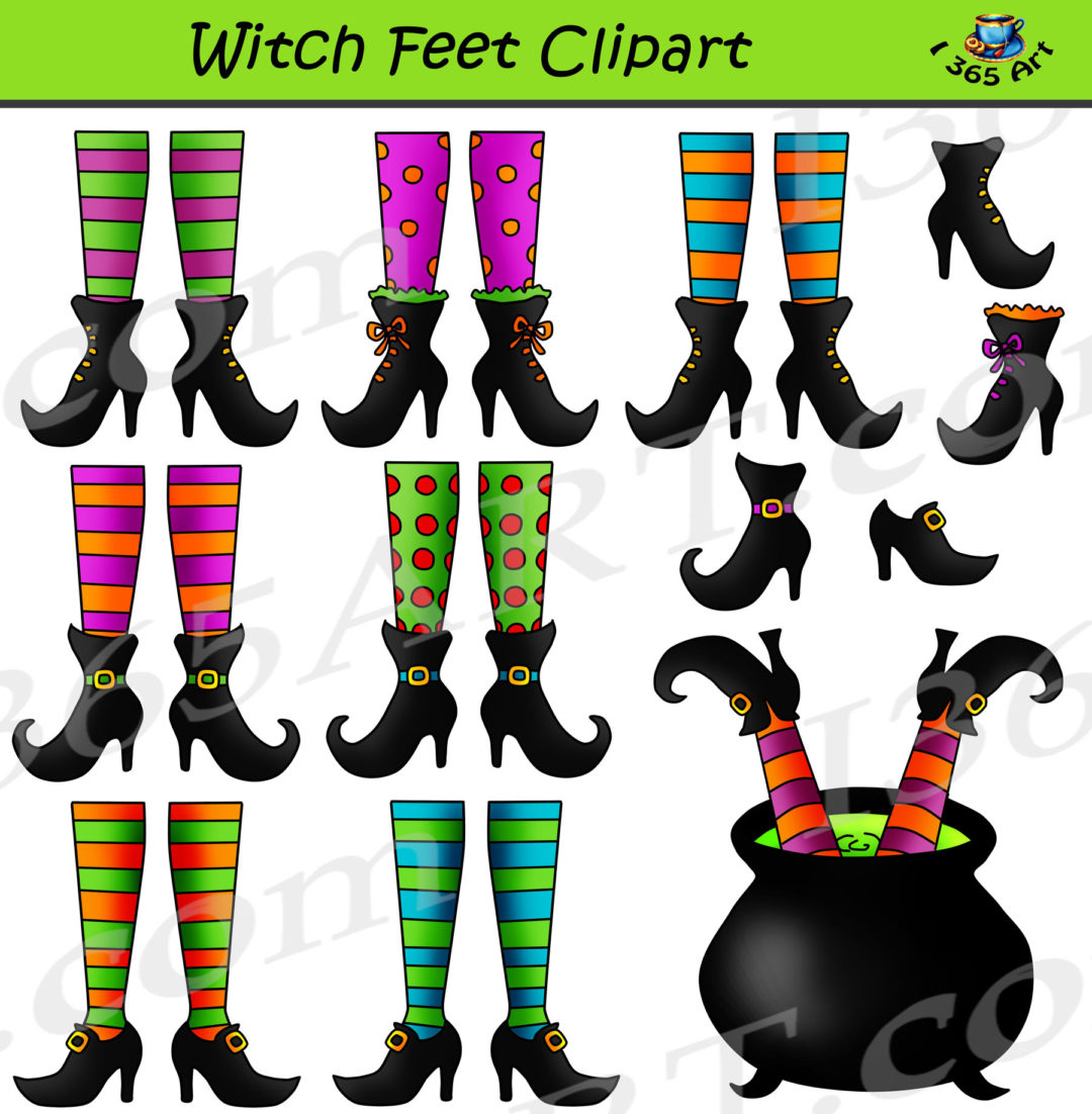 Witch Feet Clipart Set - Halloween Witch Legs Clip Art - Clipart 4 School