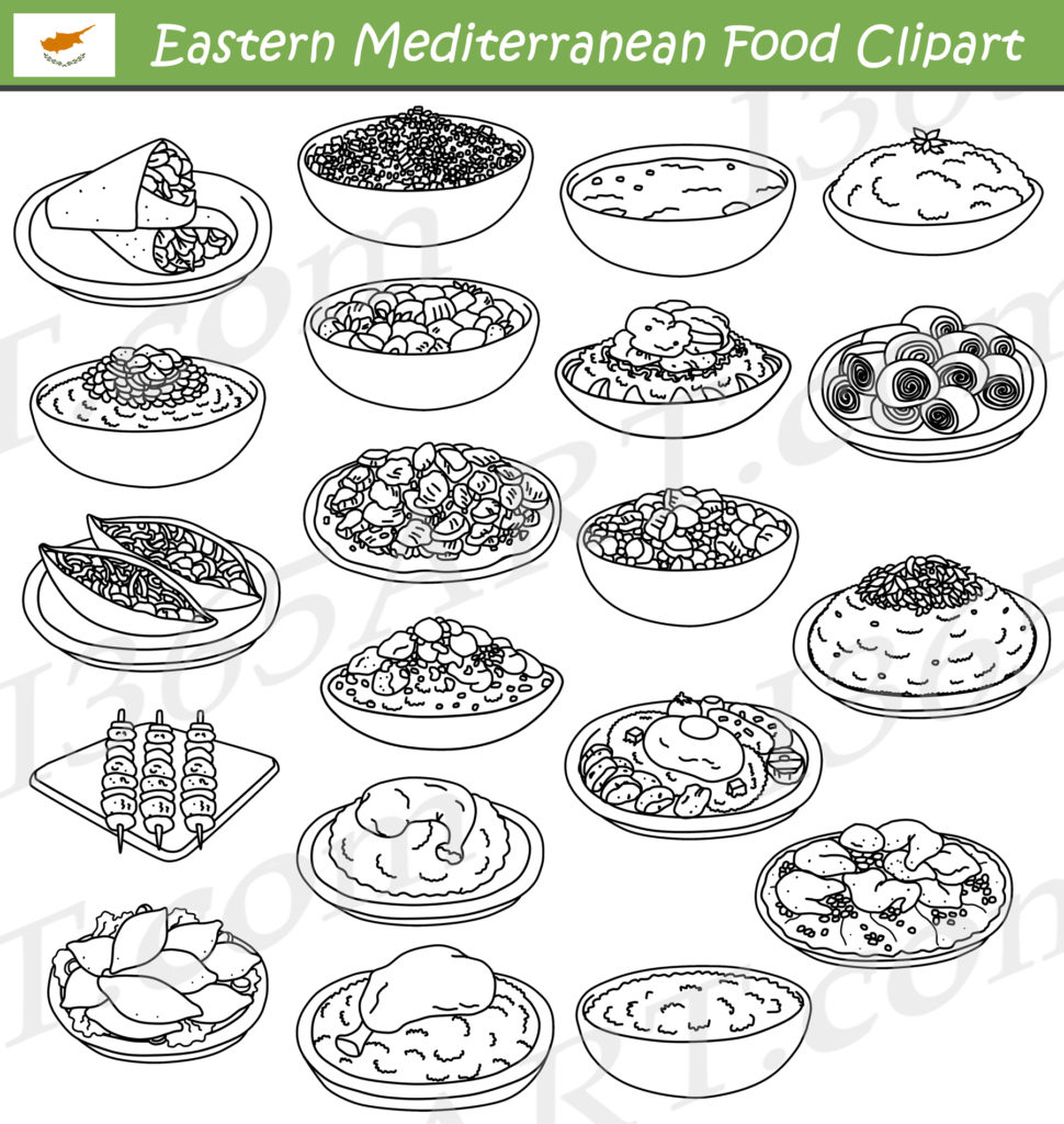 Eastern Mediterranean Food Clipart Graphics Bundle - Clipart 4 School