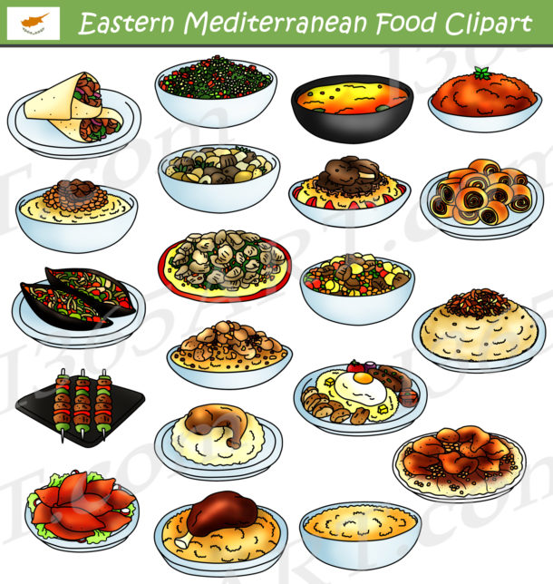 Eastern Mediterranean Food Clipart Graphics Bundle - Clipart 4 School