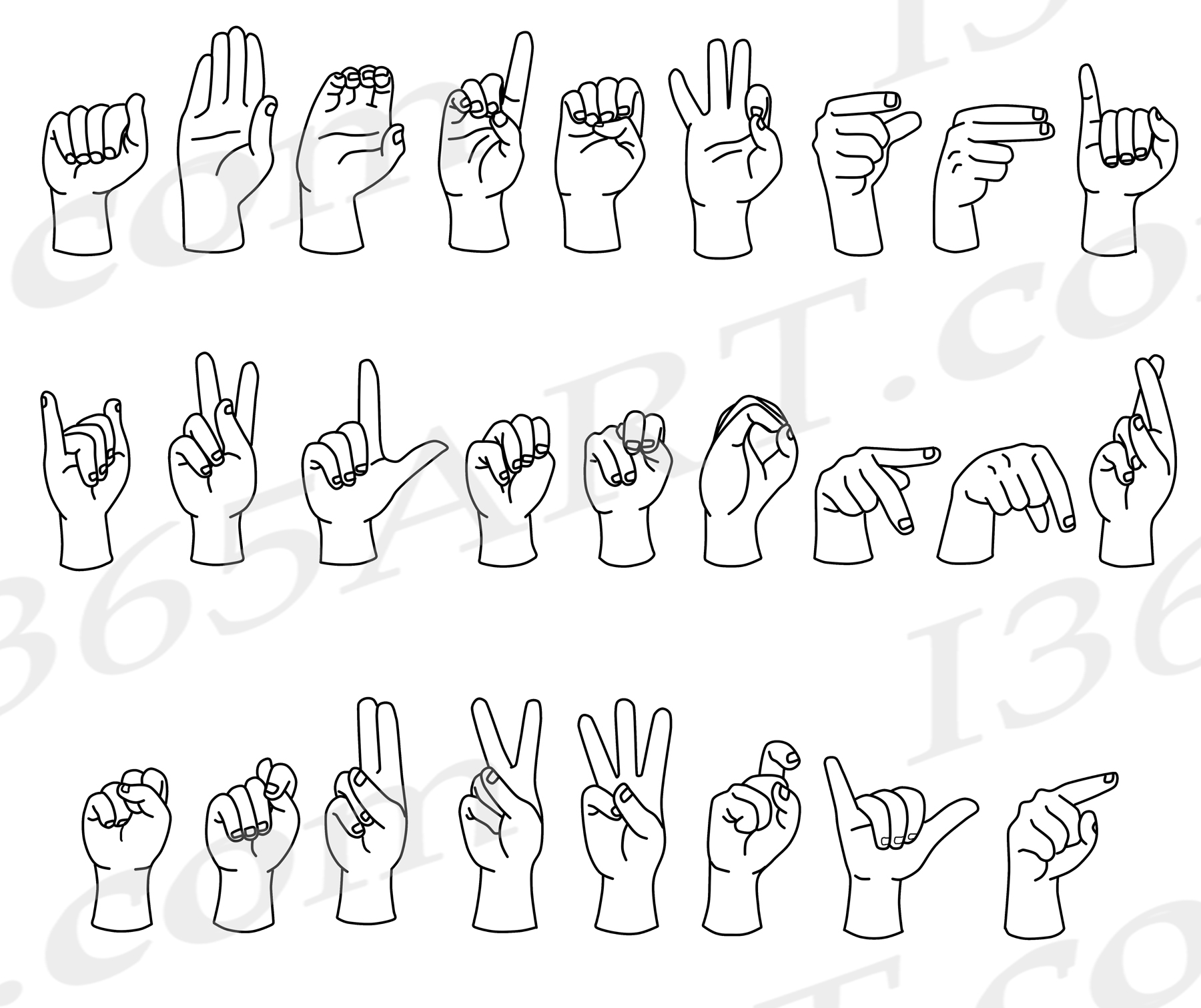 Sign Language Letter Coloring Coloring Pages