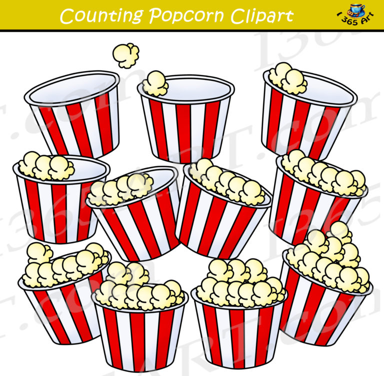 Counting Popcorn Clipart Set Download PNG - Clipart 4 School