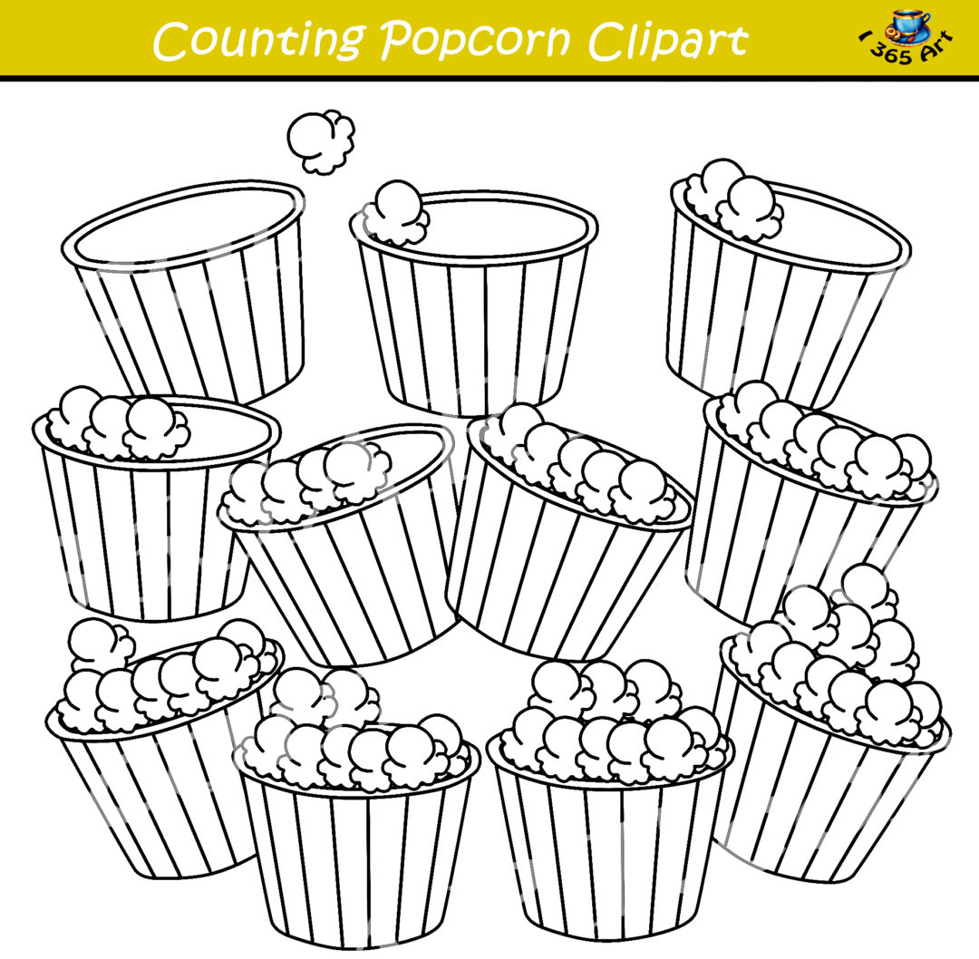Counting Popcorn Clipart Set Download PNG - Clipart 4 School