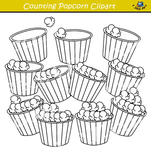 Counting Popcorn Clipart Set Download PNG - Clipart 4 School