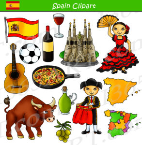 Spain Clipart Culture Graphics Bundle Set - Clipart 4 School