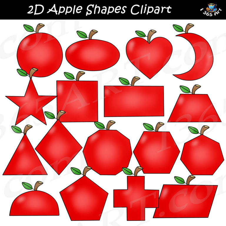 2D Apple Shapes Clipart Graphics Download - Clipart 4 School