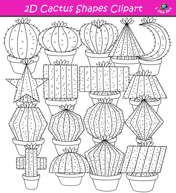 2D Cactus Shapes Clipart Graphics Download - Clipart 4 School