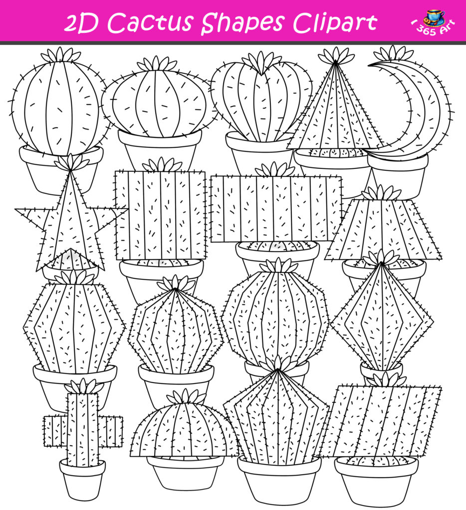 2D Cactus Shapes Clipart Graphics Download - Clipart 4 School