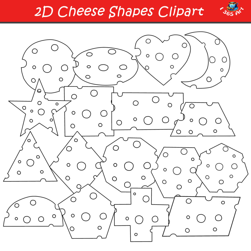 2D Cheese Shapes Clipart Graphics Set - Clipart 4 School