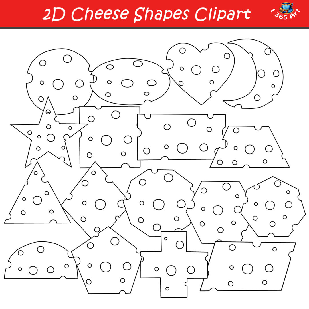 2D Cheese Shapes Clipart Graphics Set - Clipart 4 School