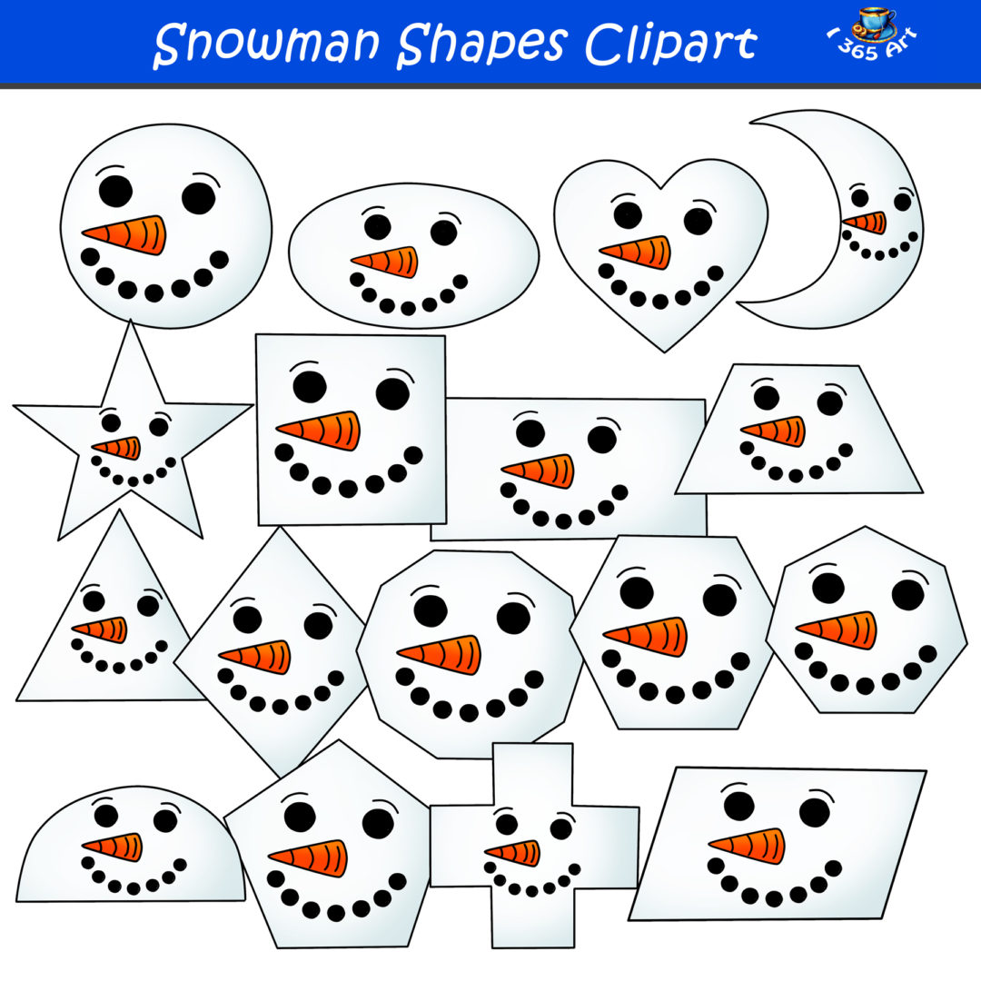 2D Snowman Shapes Clipart Graphics Set - Clipart 4 School