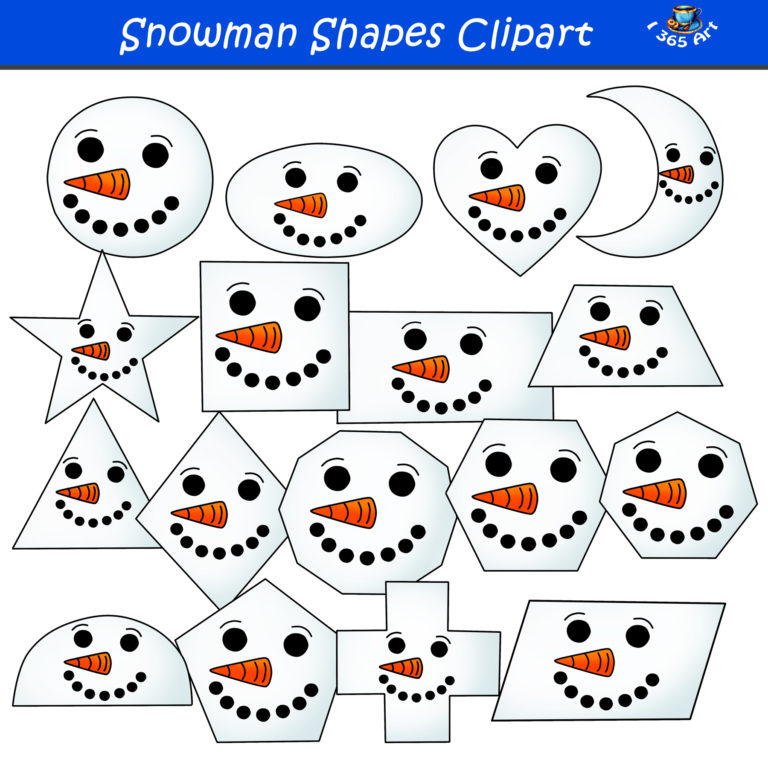 2D Snowman Shapes Clipart Graphics Set - Clipart 4 School