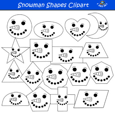 2D Snowman Shapes Clipart Graphics Set - Clipart 4 School