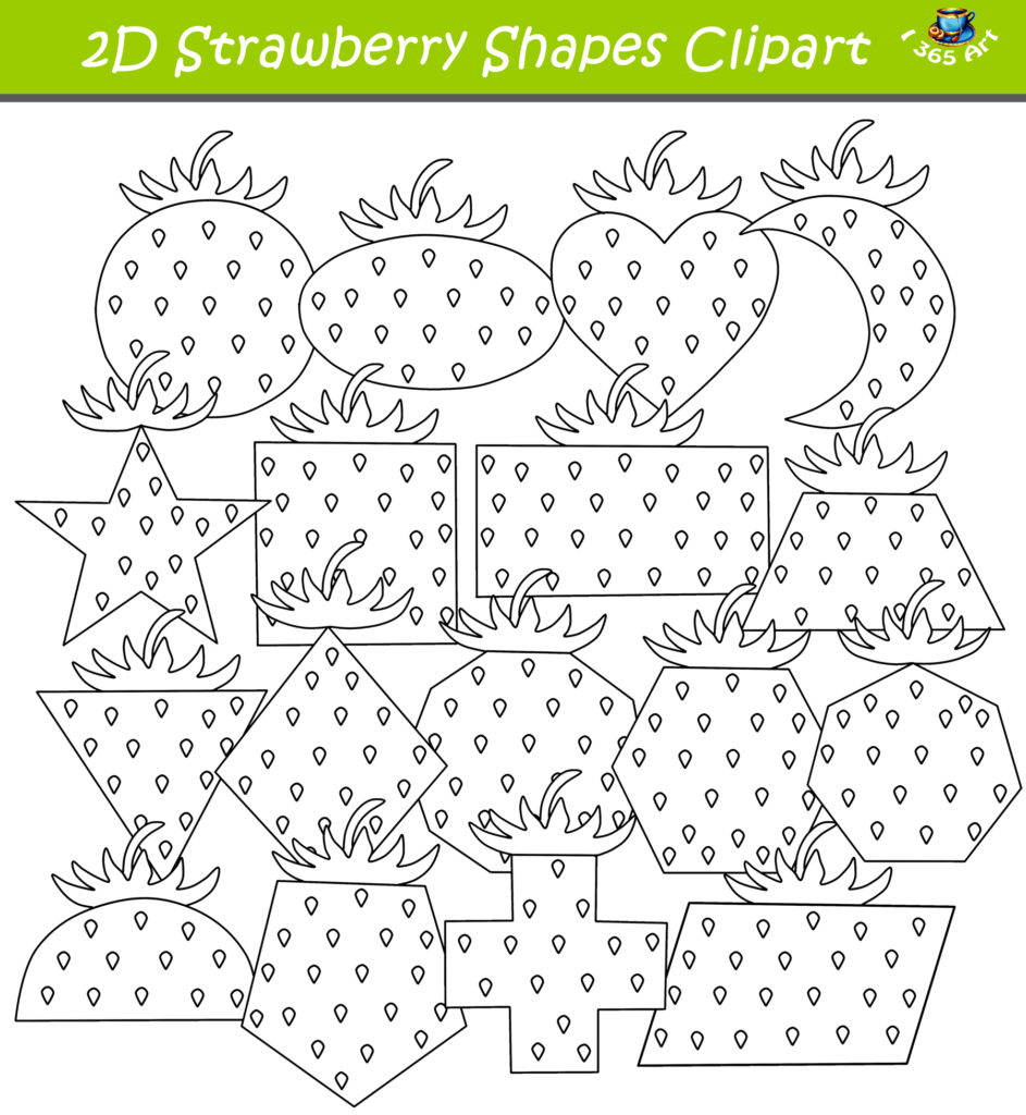 2D Strawberry Shapes Clipart Download - Clipart 4 School