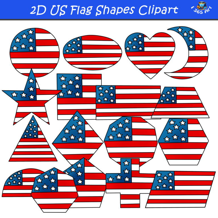 2D American Flag Shapes Clipart Graphics Download - Clipart 4 School