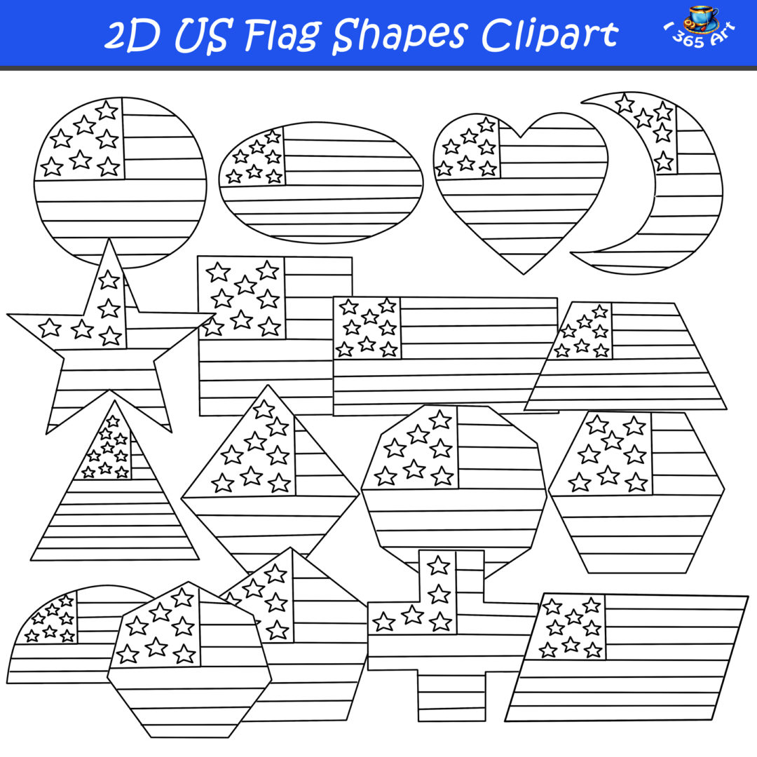 2D American Flag Shapes Clipart Graphics Download - Clipart 4 School