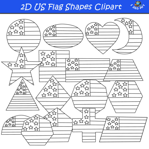 2D American Flag Shapes Clipart Graphics Download - Clipart 4 School
