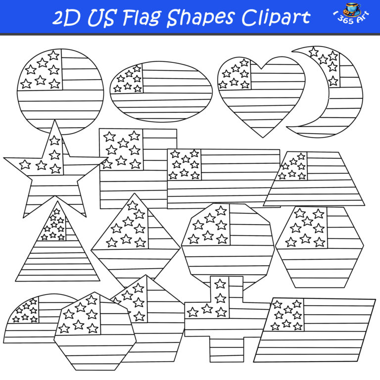 2D American Flag Shapes Clipart Graphics Download - Clipart 4 School