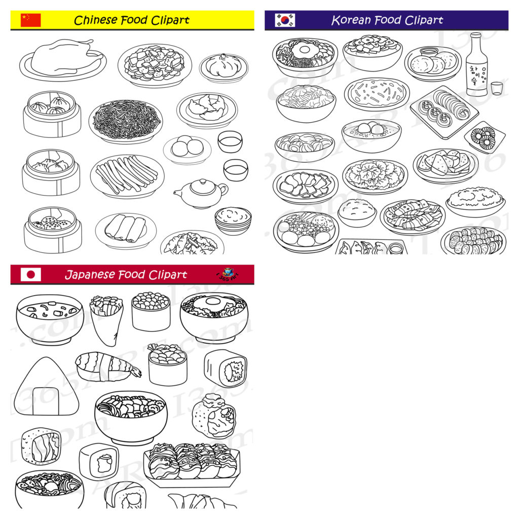 East Asian Food Clipart Bundle – Get 3 Sets in all! - Clipart 4 School