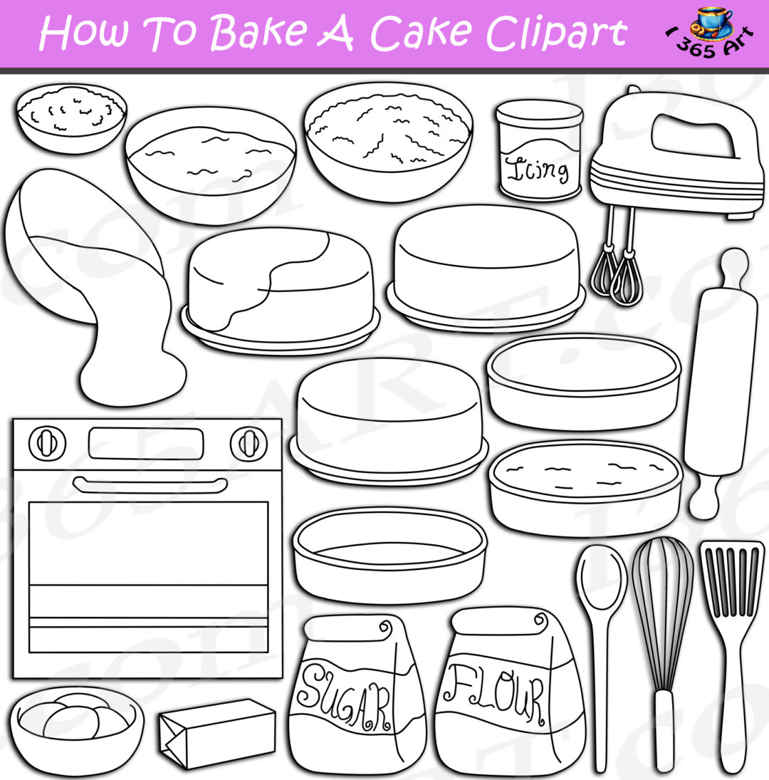 How To Bake A Cake Clipart Set Download - Clipart 4 School