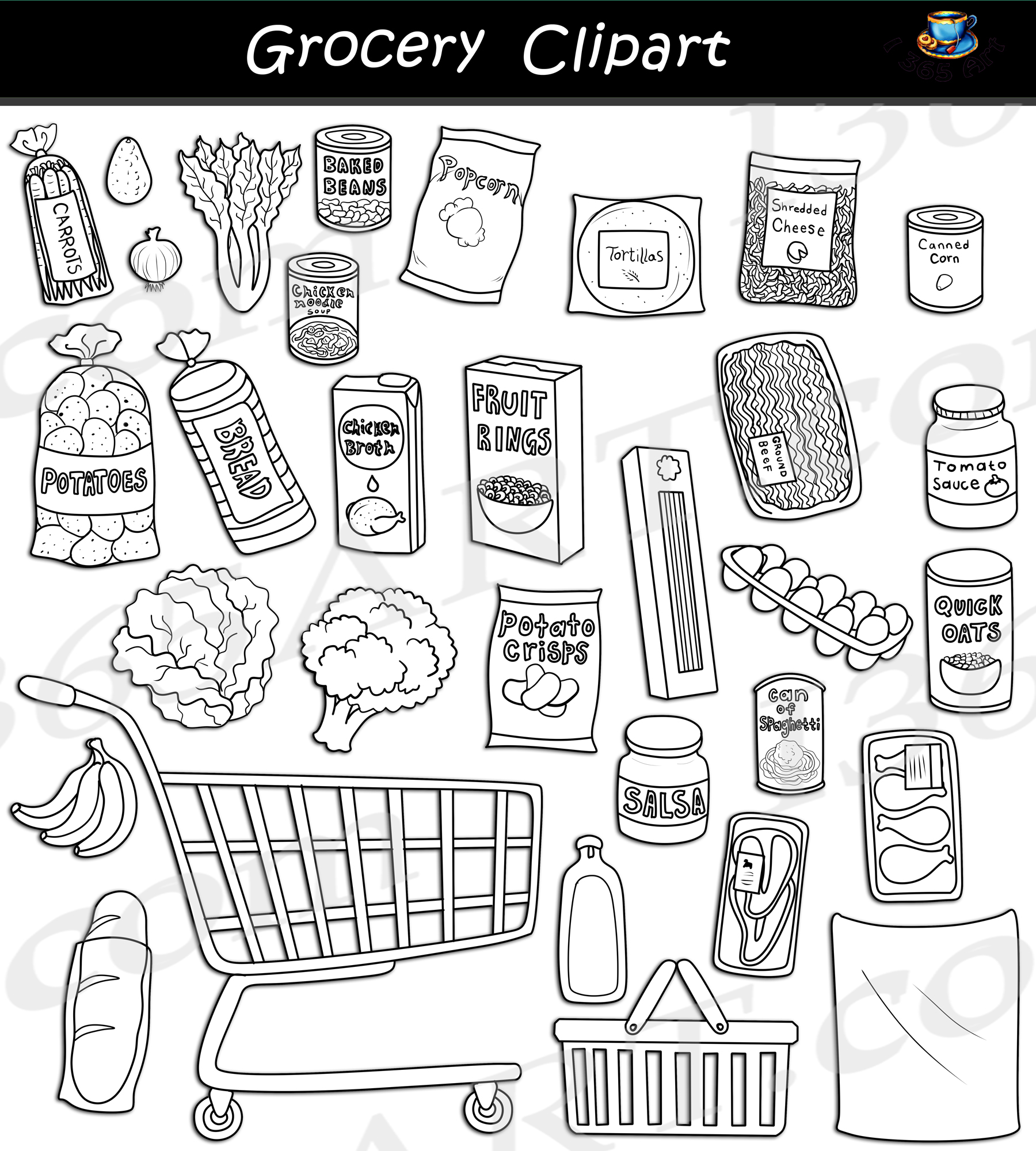 Grocery Shopping Cart Clipart Set Download Clipart School Lupon gov ph