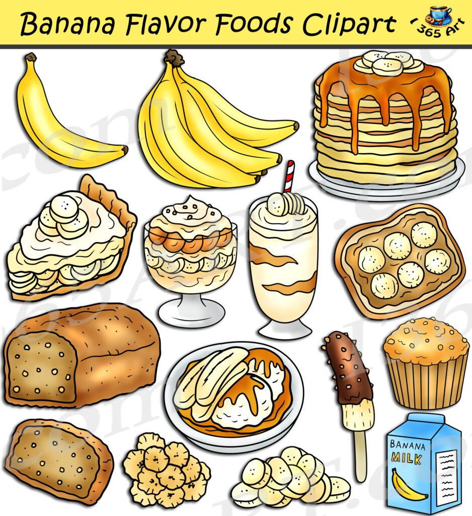 Banana Flavor Foods Clipart Set Download - Clipart 4 School