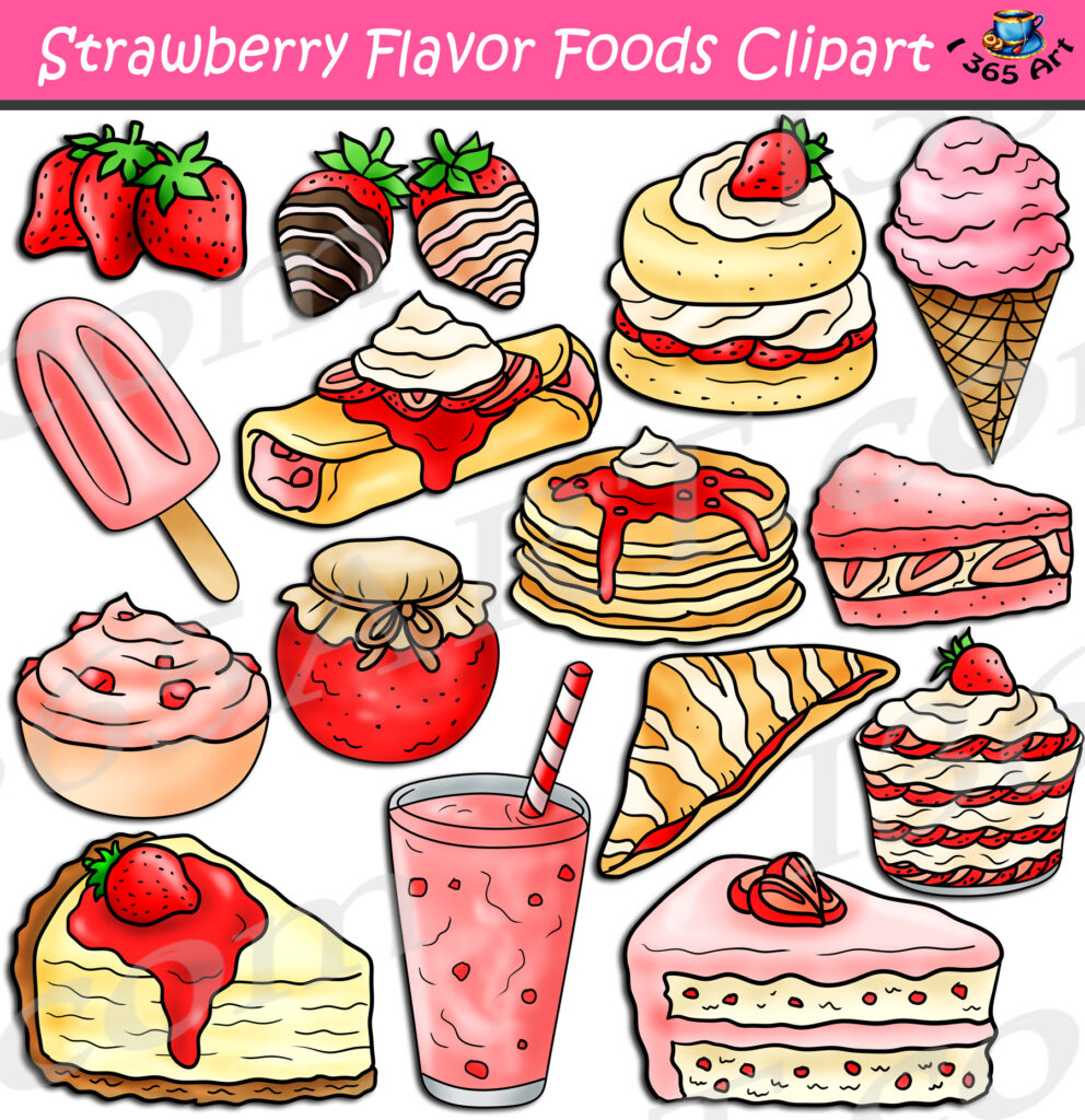 Strawberry Flavor Foods Clipart Set Download - Clipart 4 School