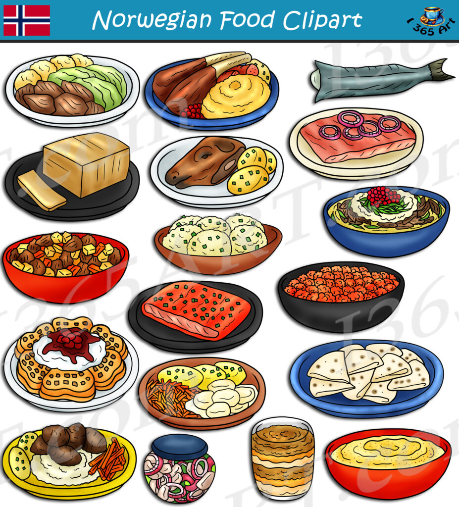 Norwegian Food Clipart Set Digital Download - Clipart 4 School