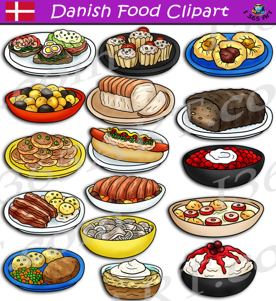 Danish Food Clipart Set Digital Download - Clipart 4 School