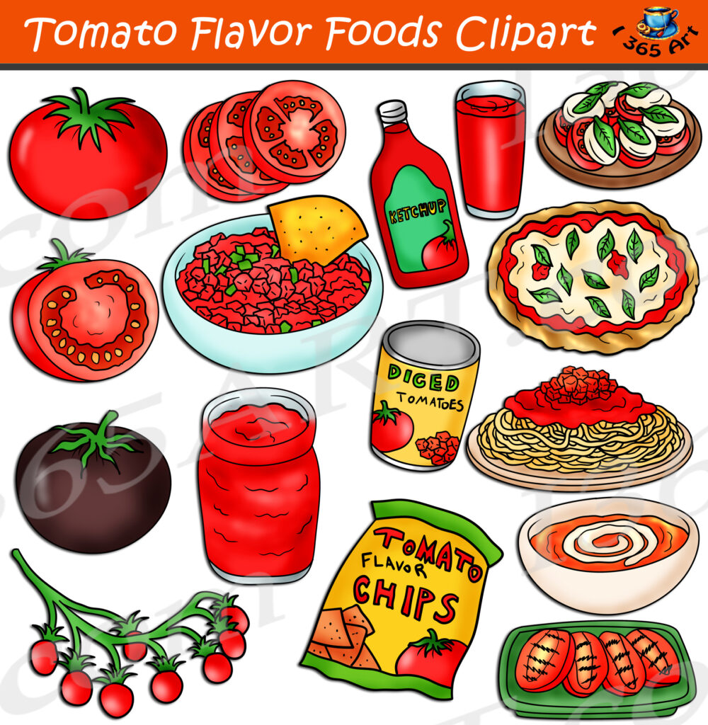 Tomato Flavor Foods Clipart Set Download - Clipart 4 School