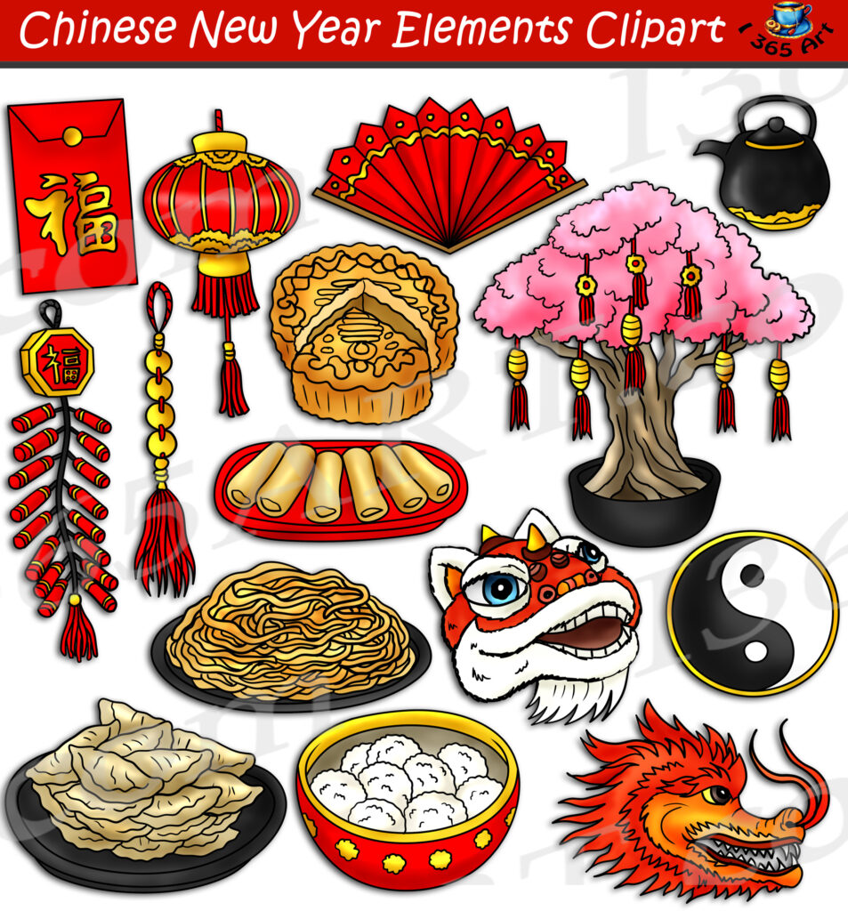 Chinese New Years Elements Clipart Set Download - Clipart 4 School