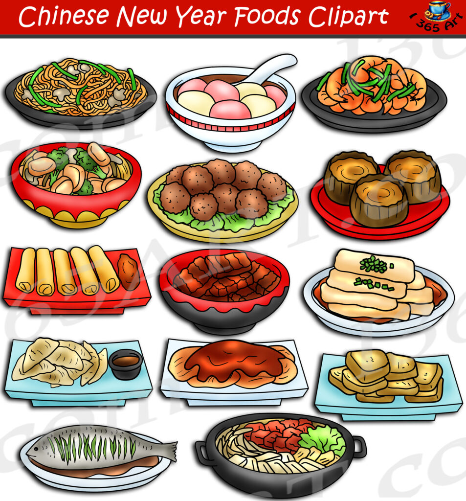 Chinese New Year Foods Clipart Set Download - Clipart 4 School