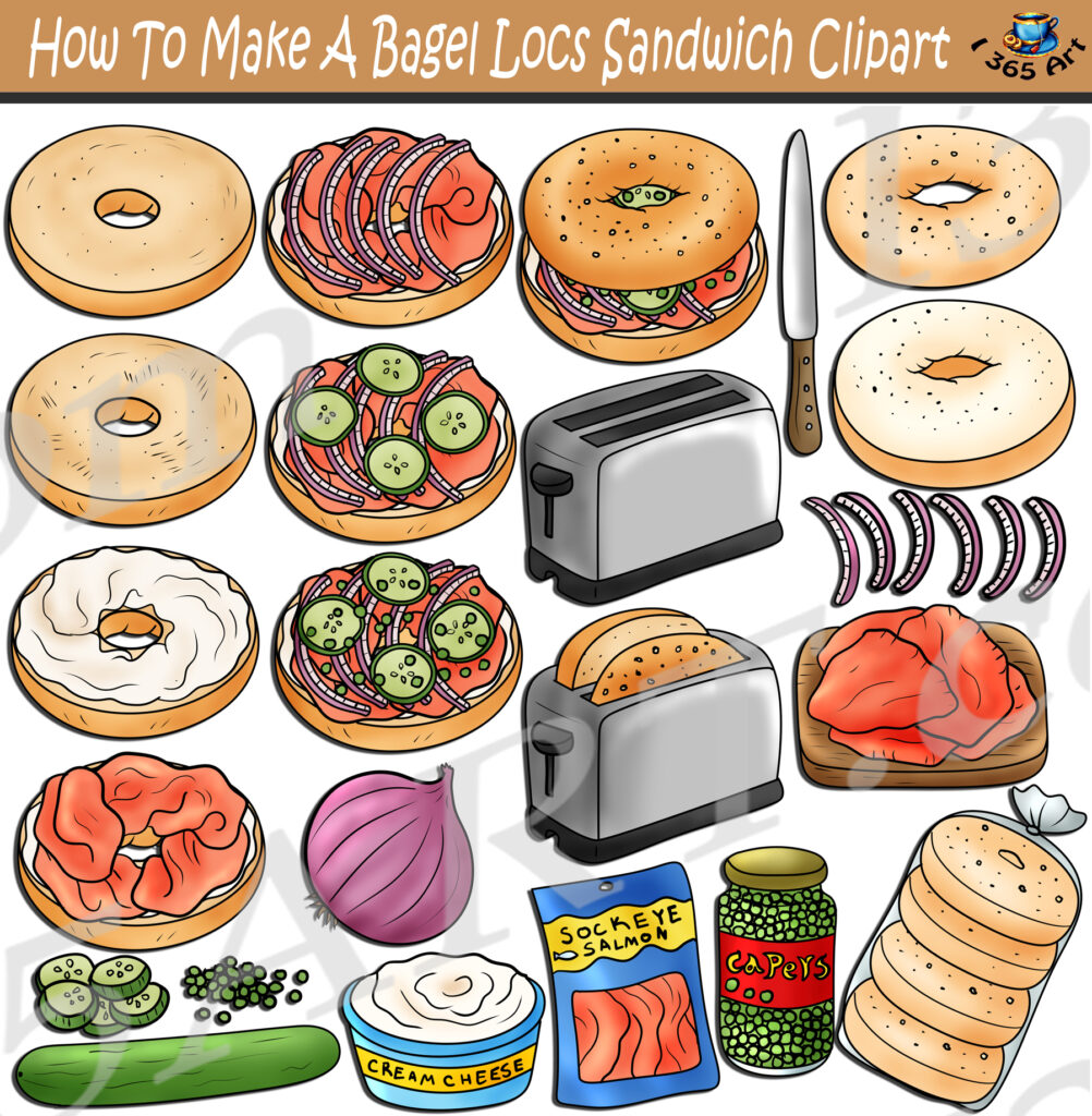 How To Make A Bagel Lox Sandwich Clipart Download - Clipart 4 School