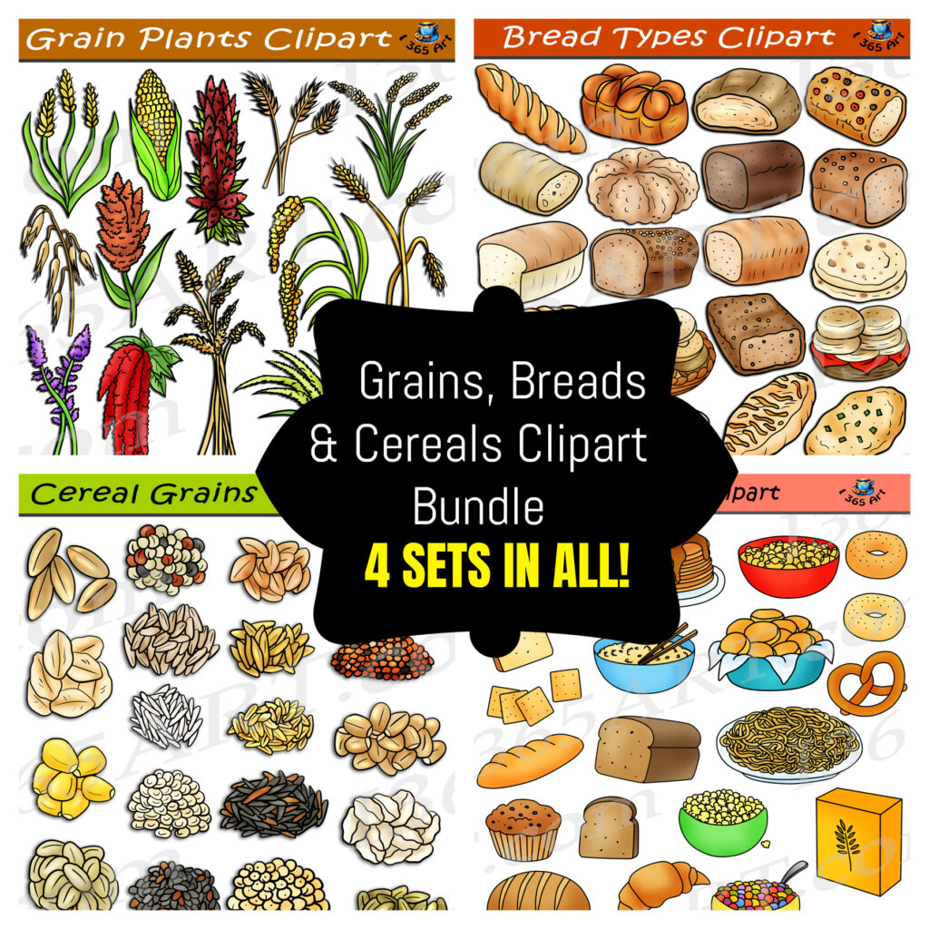 Grains Breads Cereals Clipart Bundle Set Download - Clipart 4 School